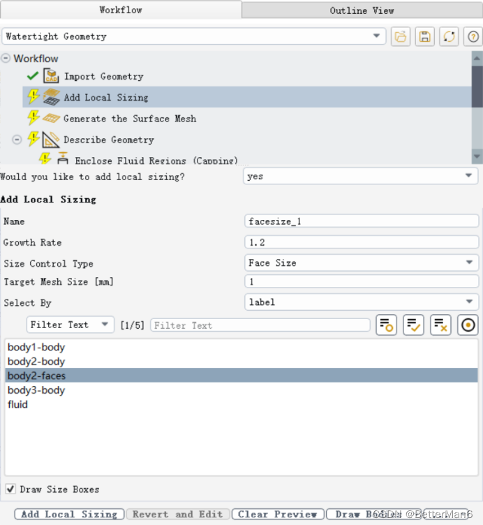 FLUENT Meshing Watertight Geometry工作流入门 - 1 添加局部尺寸控制_fluent mesh面网格增长率是什么-CSDN博客