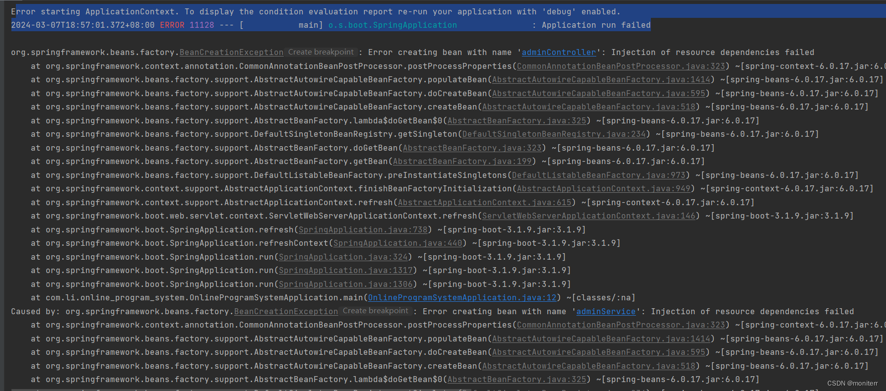 Error starting ApplicationContext. To display the condition evaluation ...