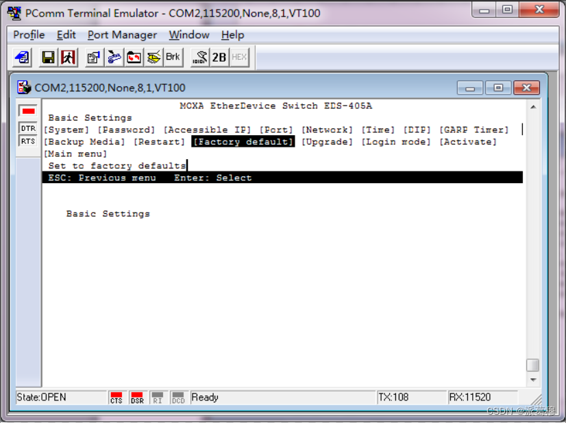 交换机通过 Console 口恢复出厂设置_moxa交换机恢复出厂设置-CSDN博客