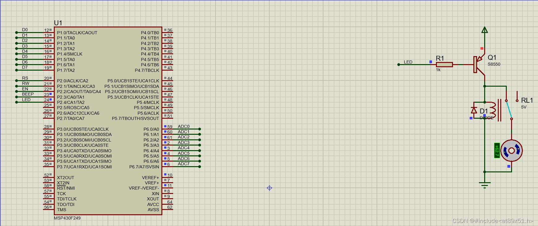 MSP430F249仿真学习笔记（一）------继电器模块的应用_继电器仿真-CSDN博客