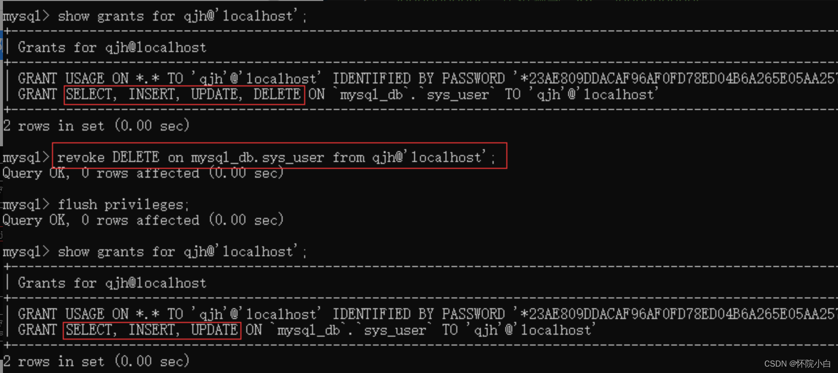MySQL数据库 - 授权与撤销授权_mysql grant usage on *.* 权限取消-CSDN博客