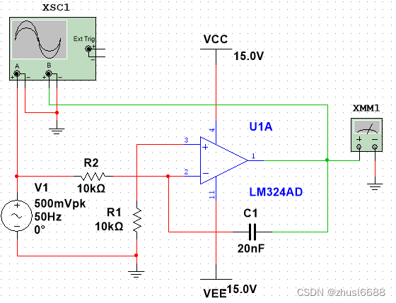 Multisim14.0仿真应用设计（九）基于LM324的积分放大器仿真_multisim14.0电路设计-CSDN博客