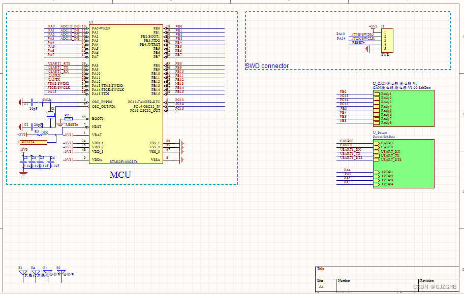 基于stm32f103c8t6单片机设计can接口8路继电器控制板硬件（原理图pcb）软件源码基于stm32的can控制器硬件电路图 Csdn博客 3297