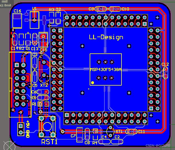 基于msp430f5438单片机 最小系统评估板硬件（原理图pcb）工程文件，ad09设计的工程文件设计题目msp430评估板设计 Csdn博客