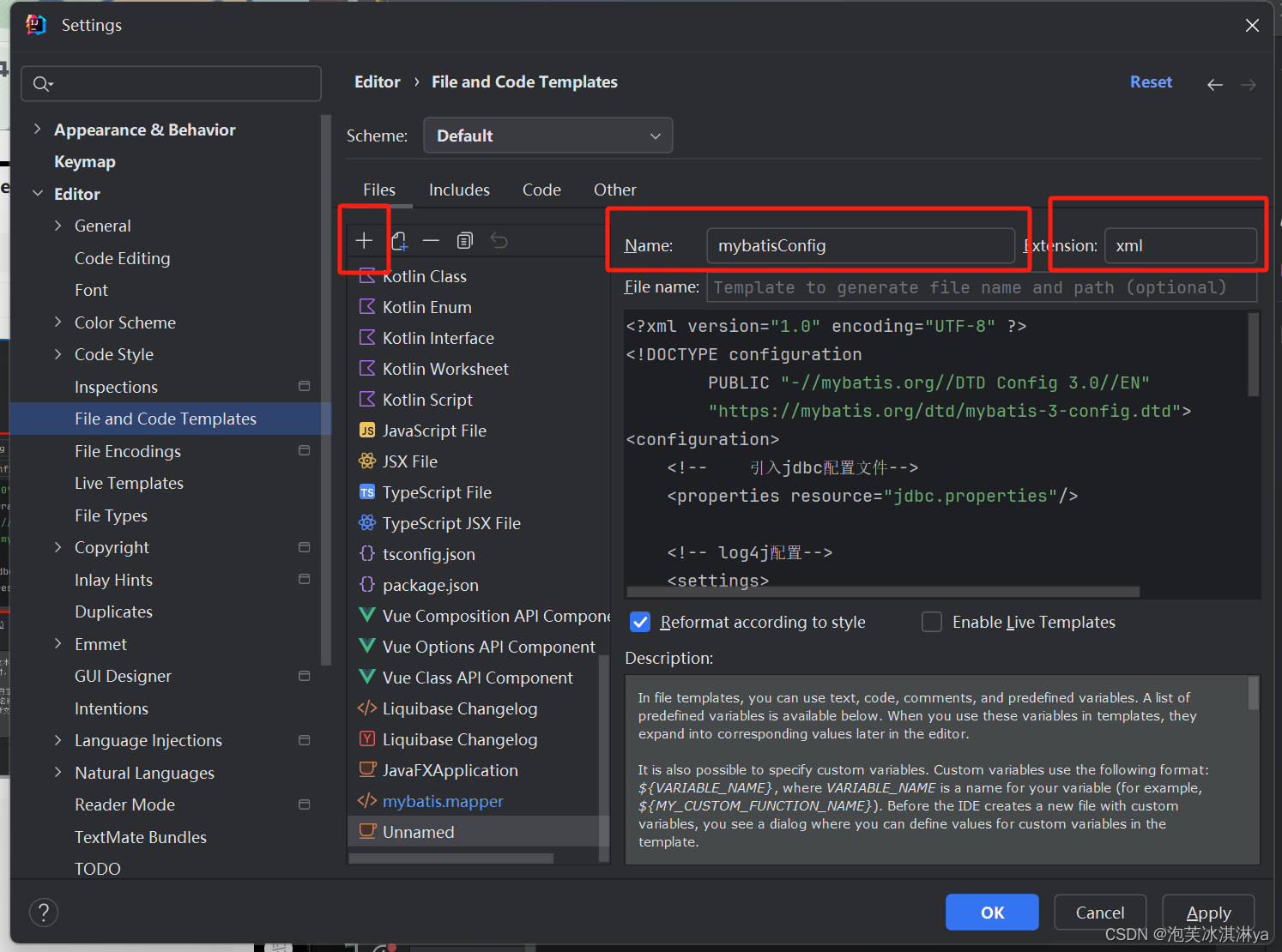 【固定格式代码】idea设置mybatisConfig、myMapper、myServlet、mySpringConfig模板_idea 配置 ...