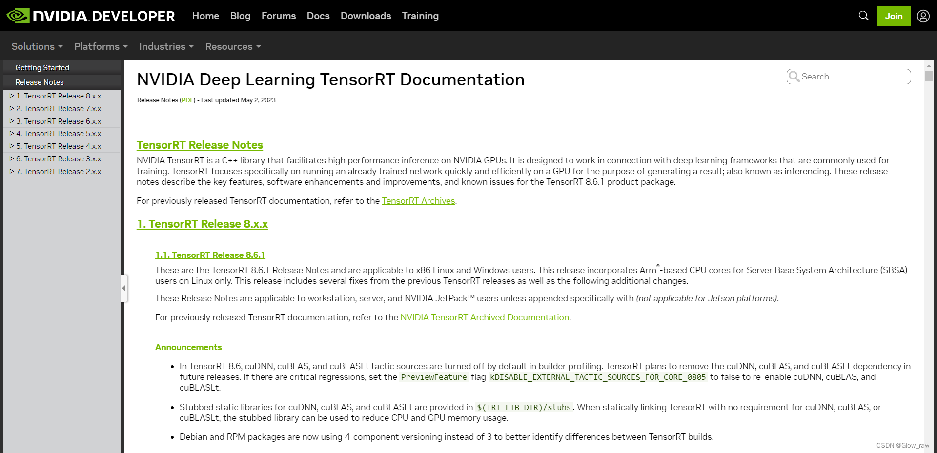 快速查找cudnn、tensorrt、cuda之间匹配对应的版本_cuda cudnn tensorrt 版本对应-CSDN博客