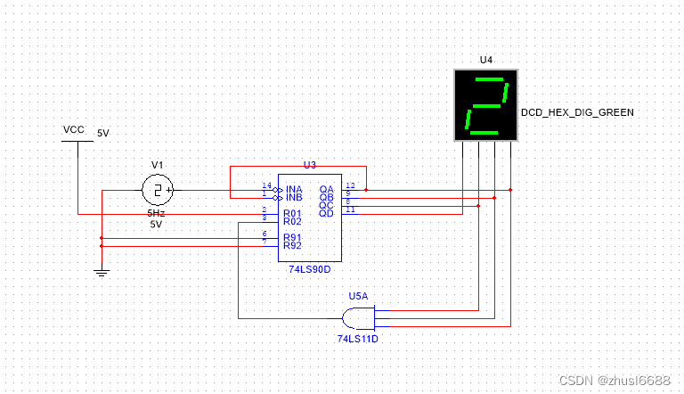 Multisim14.0仿真应用设计（一百四十九）基于74LS90的七进制计数器应用设计仿真_用74ls90实现模7计数器-CSDN博客