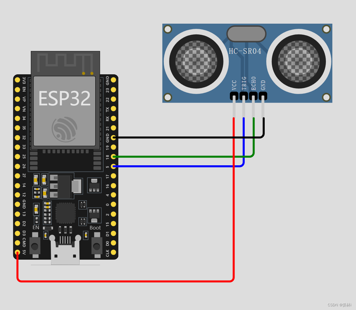 【ESP32开发 传感器】| 使用HC-SR04超声波传感器, 读取测量距离_esp32 hc sr04-CSDN博客