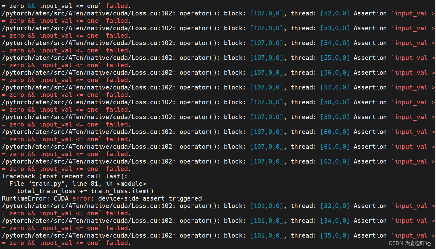 RuntimeError: CUDA error: device-side assert triggered_runtimeerror: [address=0.0.0.0:37893, pid ...