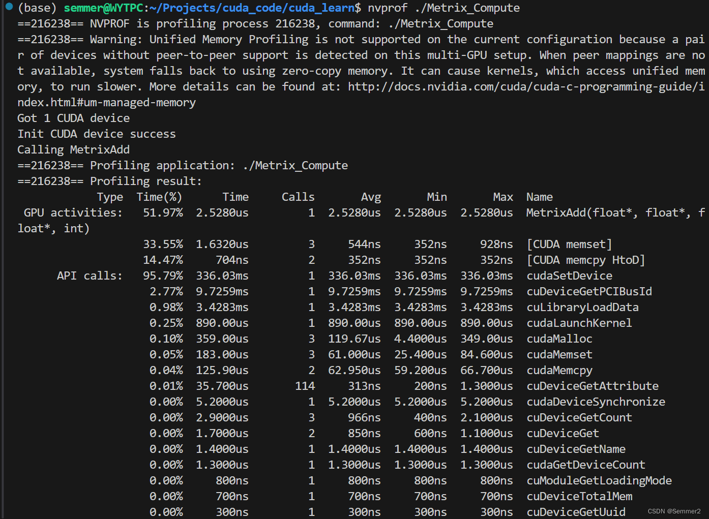 解决 WSL 下 nvprof 不可用问题_no kernels were profiled. no api activities were p-CSDN博客