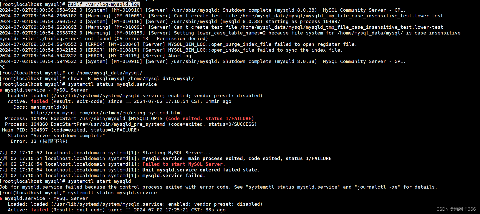 Job for mysqld.service failed because the control process exited with error code.-CSDN博客