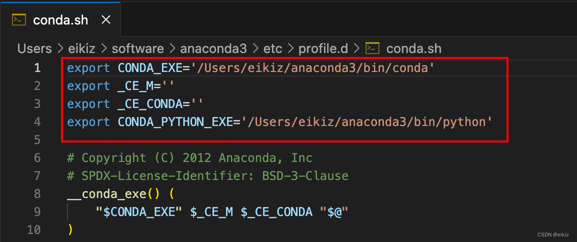 Mac上修改anaconda的默认安装路径/报错:__conda_exe:1: no such file or directory: /Users/用户名/anaconda3/bin ...