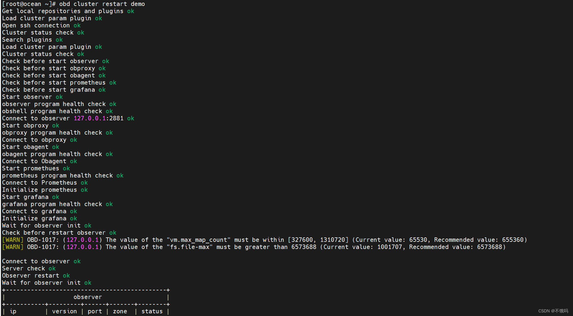 关于OceanBase单机版 重启后无法链接问题解决方案_obd-1006: failed to connect to oceanbase-ce-CSDN博客