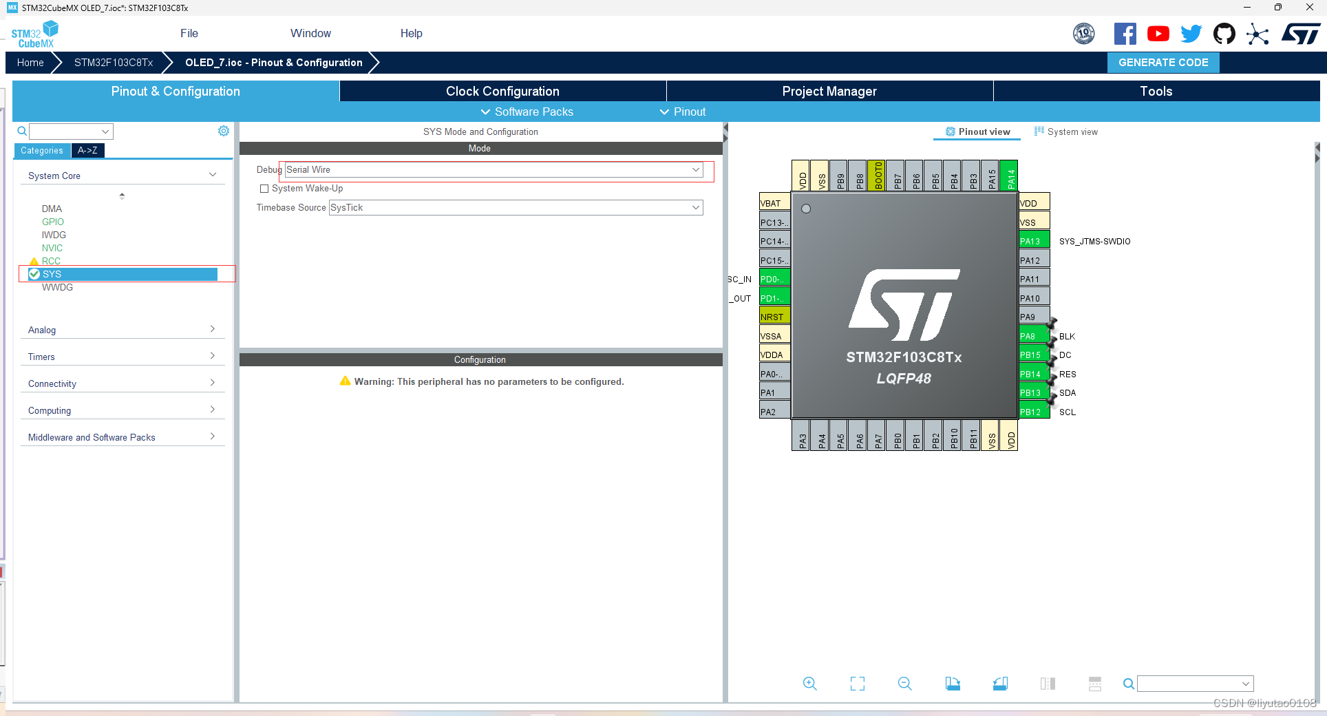 软件spi驱动7针1.3寸oled代码（hal库/STM32F103C8T6/Cubemx配置）_七针脚oled屏hal库驱动代码-CSDN博客