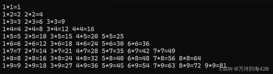 C语言输出乘法口诀(99) Csdn博客