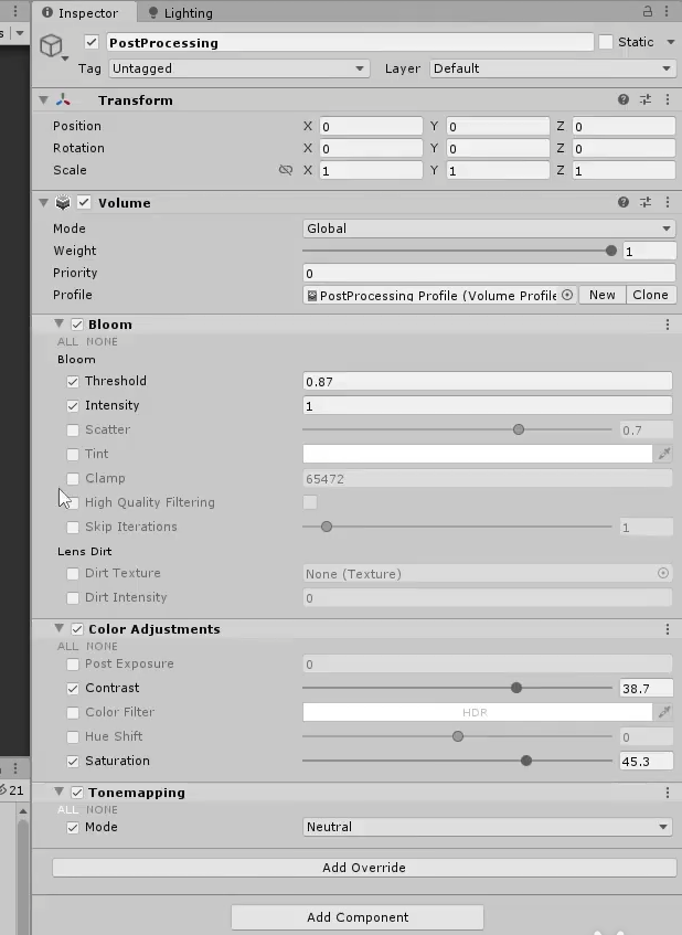 【unity小技巧】unity通过代码进行更改后处理效果_unity color adjustments-CSDN博客