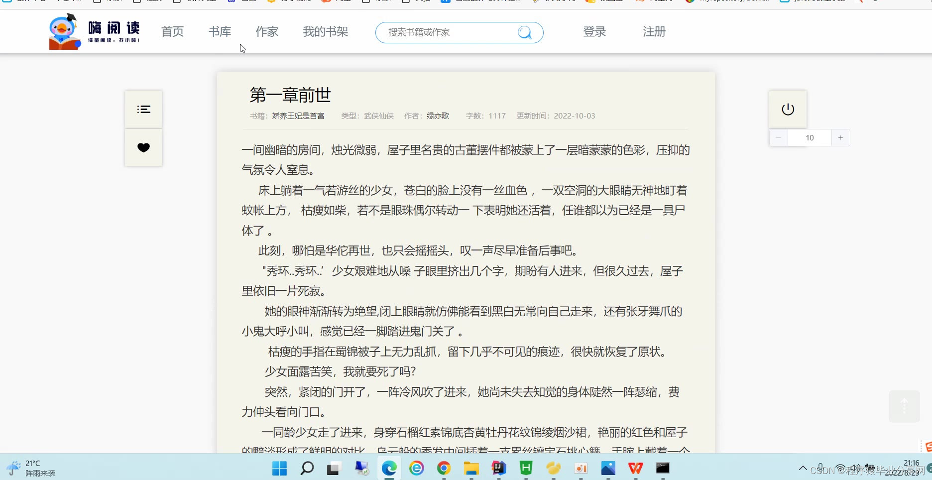 基于springboot Vue前后端分离的小说阅读网站spring Boot Vue 电子书阅读 Csdn博客