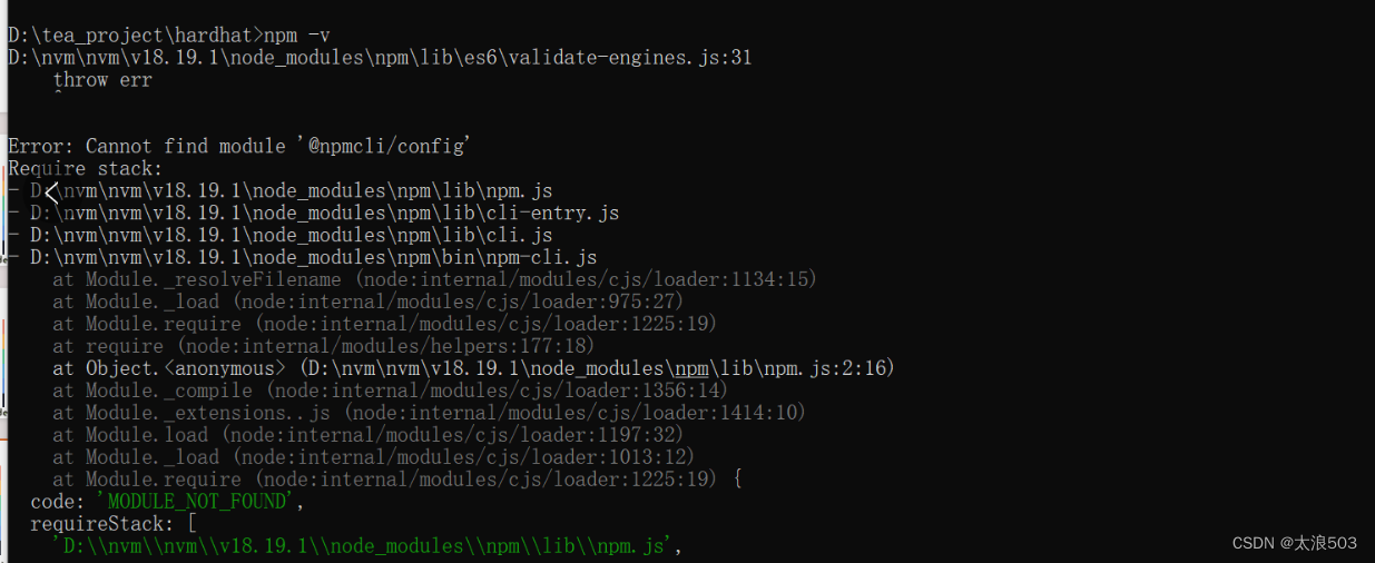 nvm切换版本后，查看npm版本时出现：Error: Cannot find module ‘@npmcli/config‘-CSDN博客