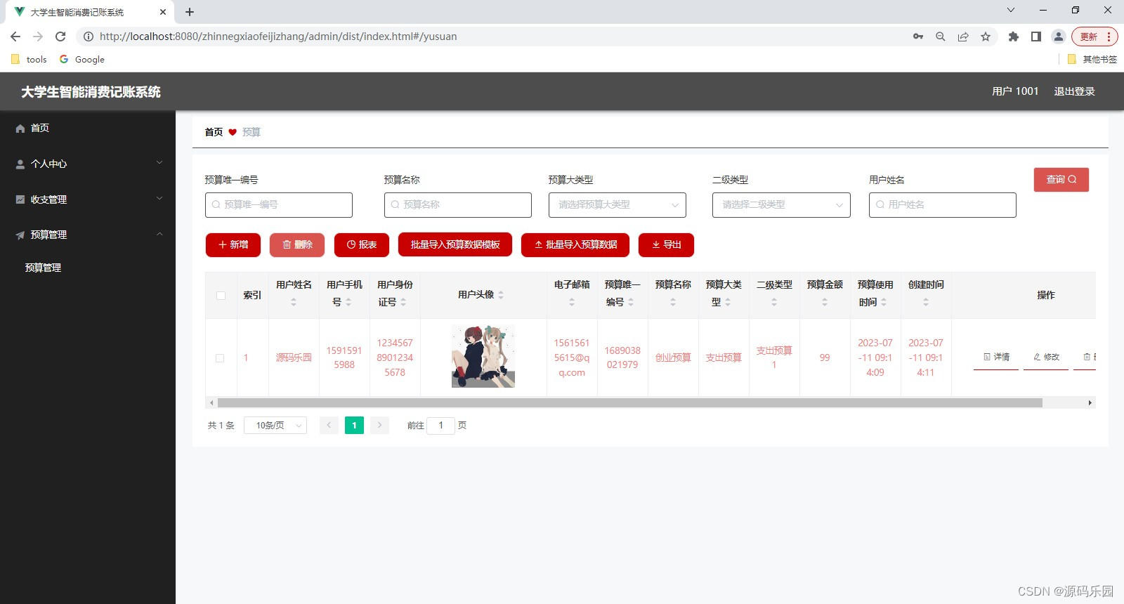 基于ssmspringbootvuemysql的大学生智能记账消费记账系统附论文 Csdn博客 