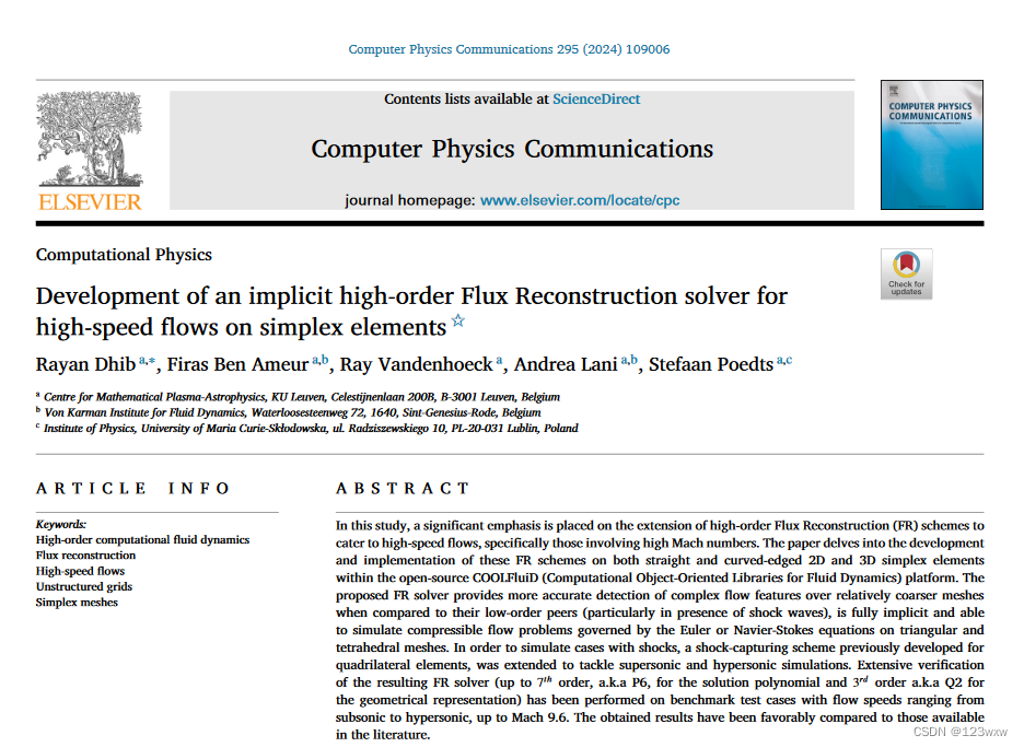 【文献分】Development of an implicit high-order Flux Reconstruction solver ...