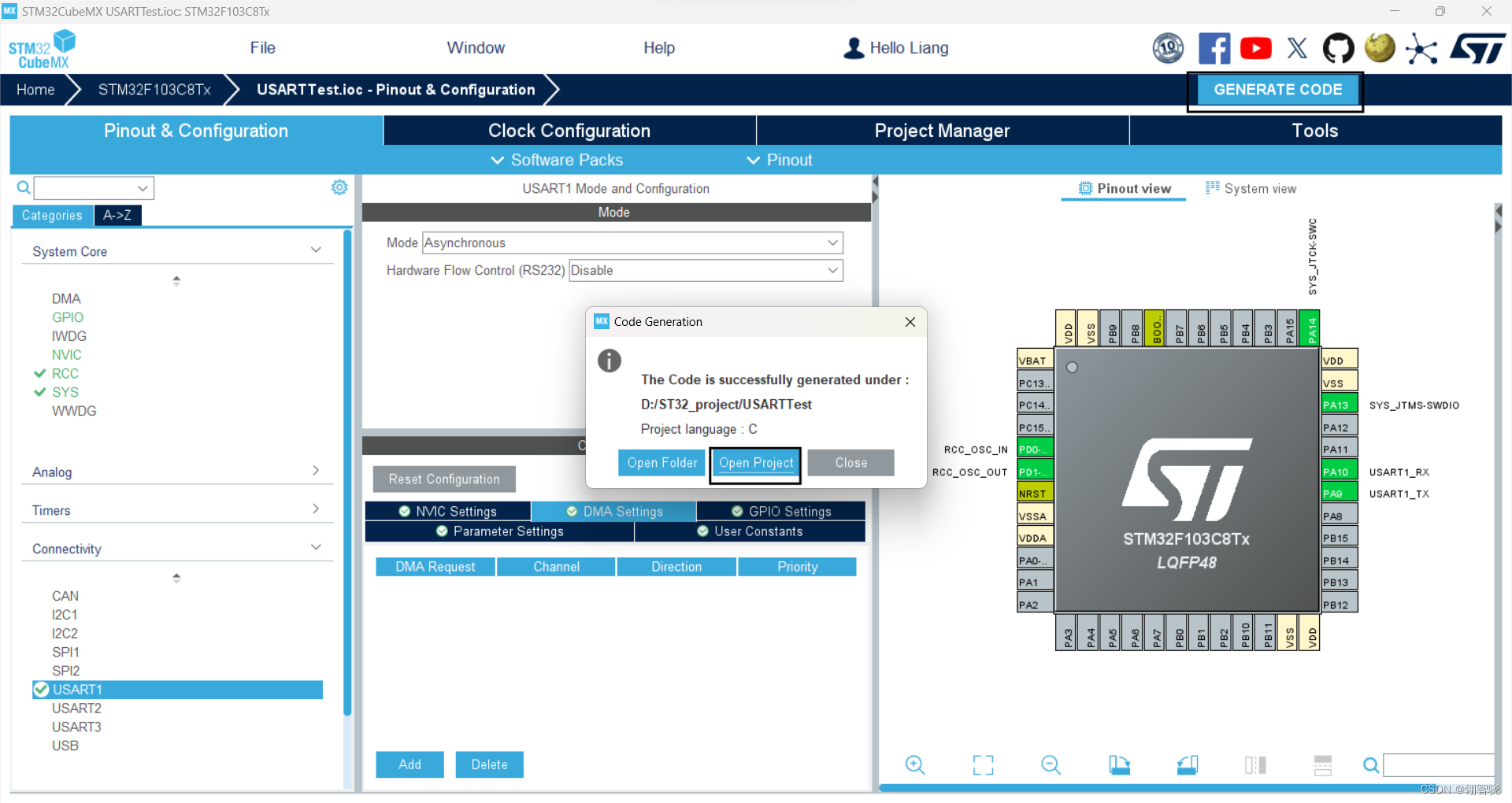 【stm32】cubemx之串口:串口三种模式(轮询模式、中断模式、dma模式)的配置与使用示例 串口重定向 使用hal扩展函数实现不定长数据接收cubemx配置串口 Csdn博客