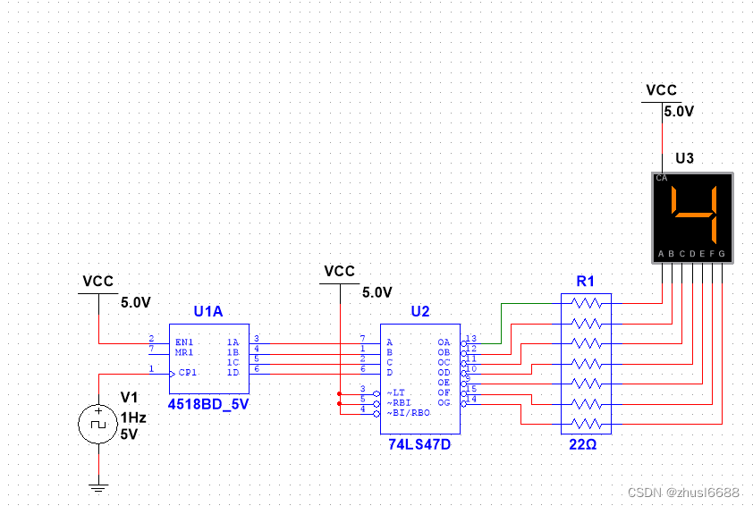 Multisim14.0仿真应用设计（一百三十四）基于CD4518、74LS47的计数器应用设计仿真_4518bp在仿真中怎么找-CSDN博客