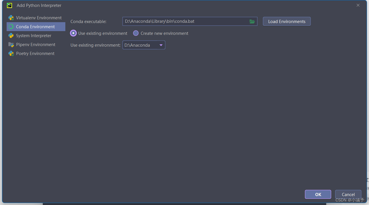 关于pycharm2022版本配置conda虚拟环境出现的No Python interpreter selected的问题_pycharm2022配置 conda-CSDN博客