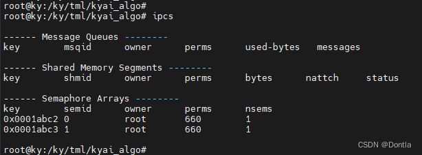 Linux ipcs命令（ipcs指令、显示进程间通信资源信息）（Interprocess Communication Status）（msqid、shmid、semid、perms ...
