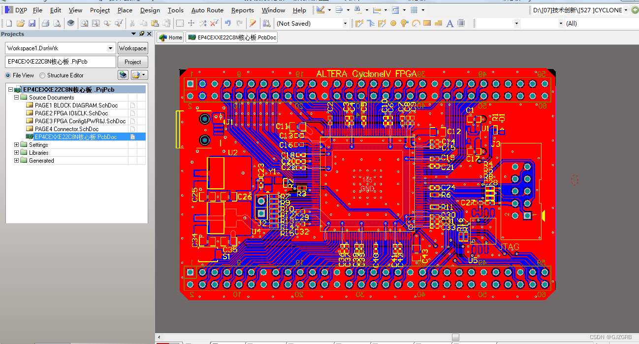 基于EP4CE10E22C8N设计cyclone4E 最小系统核心开发板板硬件（原理图+PCB）工程文件，AD09设计的硬件工程文件_ep4ce10e22c8n核心板资料-CSDN博客