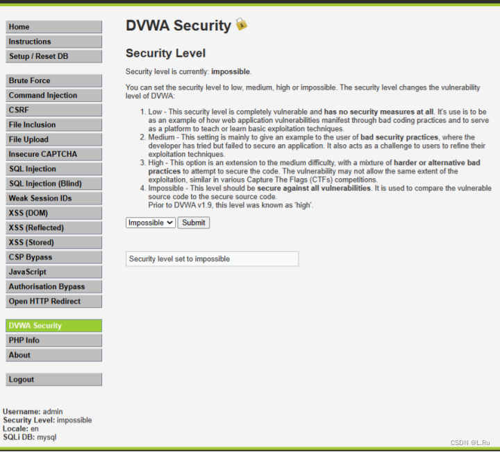 DVWA-SQL Injection模块展开实验_利用kali linux对dvwa的sql injection模块展开实验,包括: 6 ...