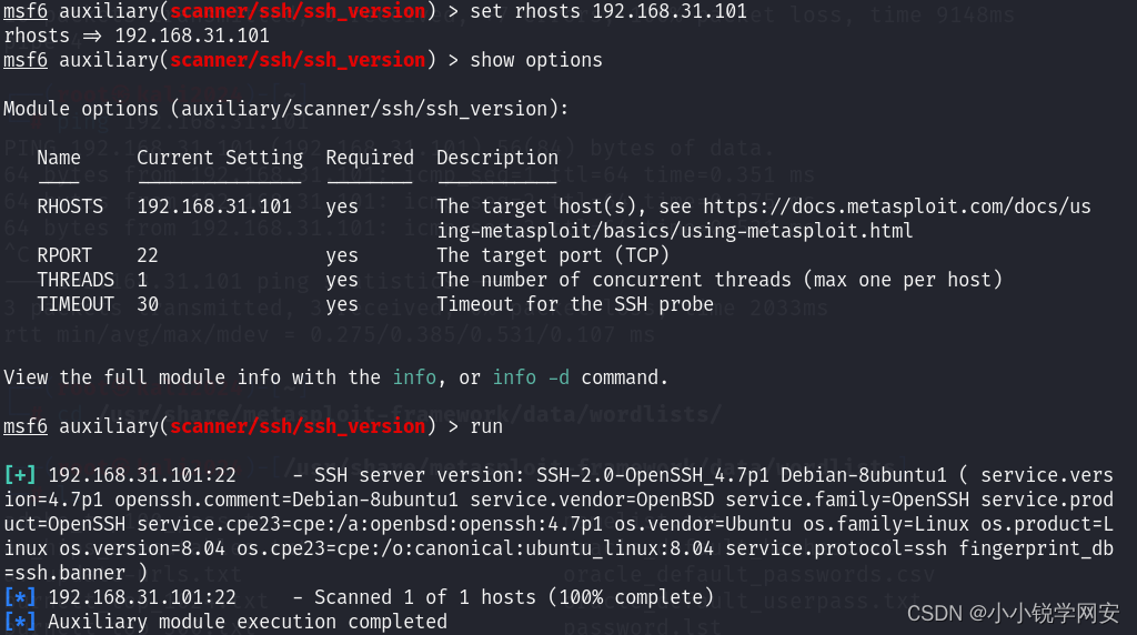 Metasploit渗透测试之信息收集（三）_探测ssh协议版本-CSDN博客