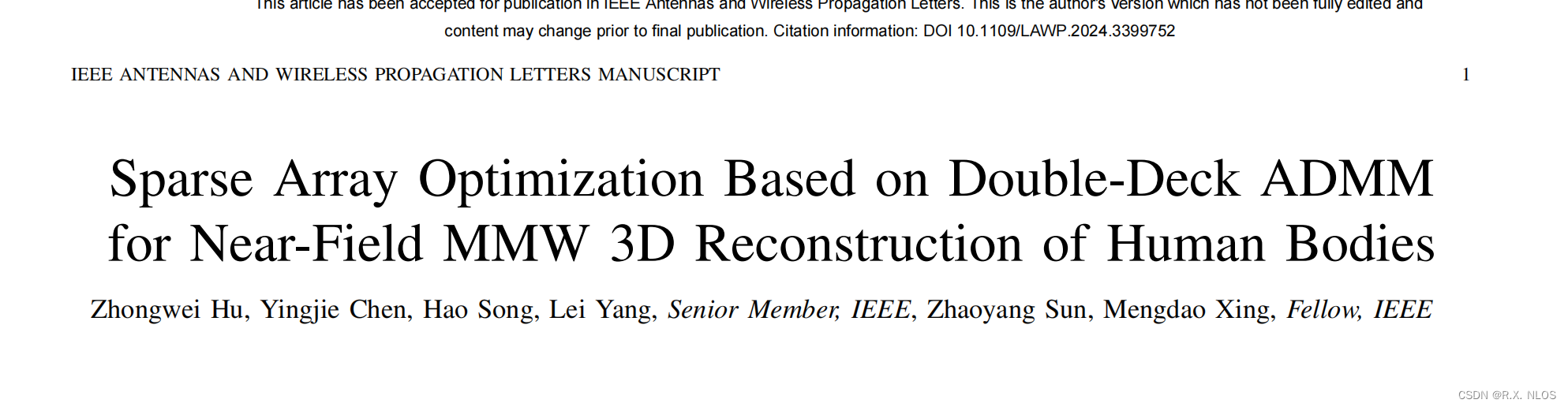 论文速览 | IEEE AWPL, 2024 | Sparse Array Optimization Based on Double-Deck ...