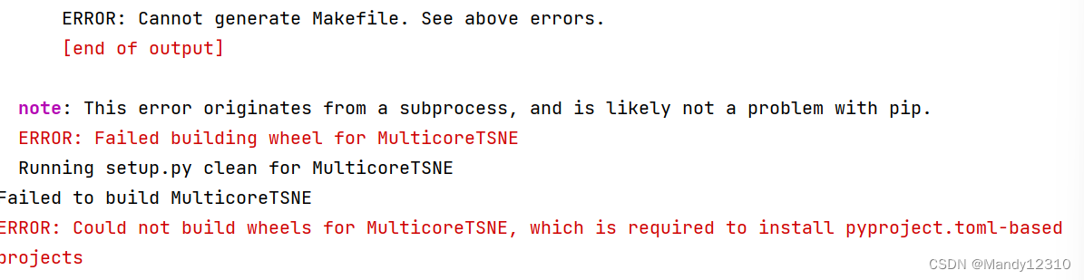 MulticoreTSNE下载失败解决（conda）_error: cannot generate makefile. see above errors.-CSDN博客