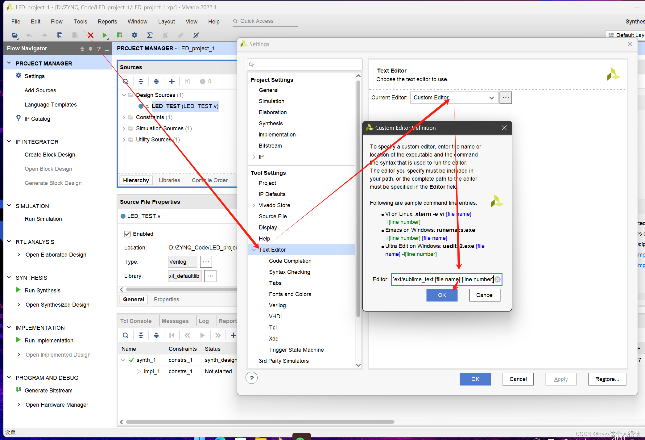vivado设置sublime编辑器 并且解决每次开启vivado重新配置的问题_每次打开vivado代码编辑器都会变-CSDN博客