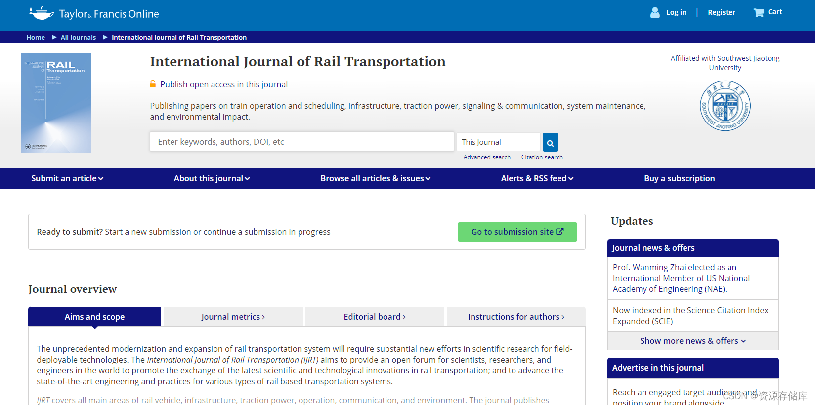 【期刊】【西南交大】International Journal of Rail Transportation-CSDN博客