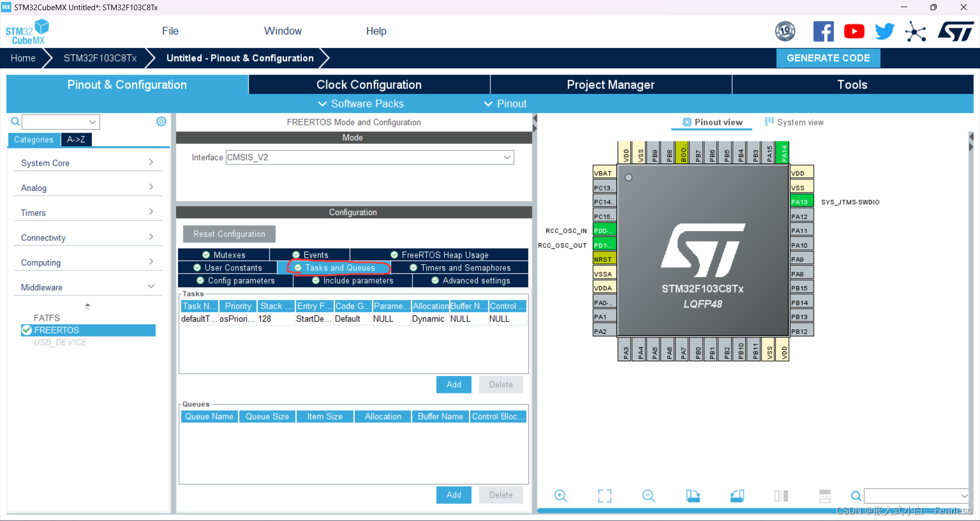 【STM32】STM32CubeMX使用FreeRTOS----点亮一个小灯_stm32 freertos-CSDN博客