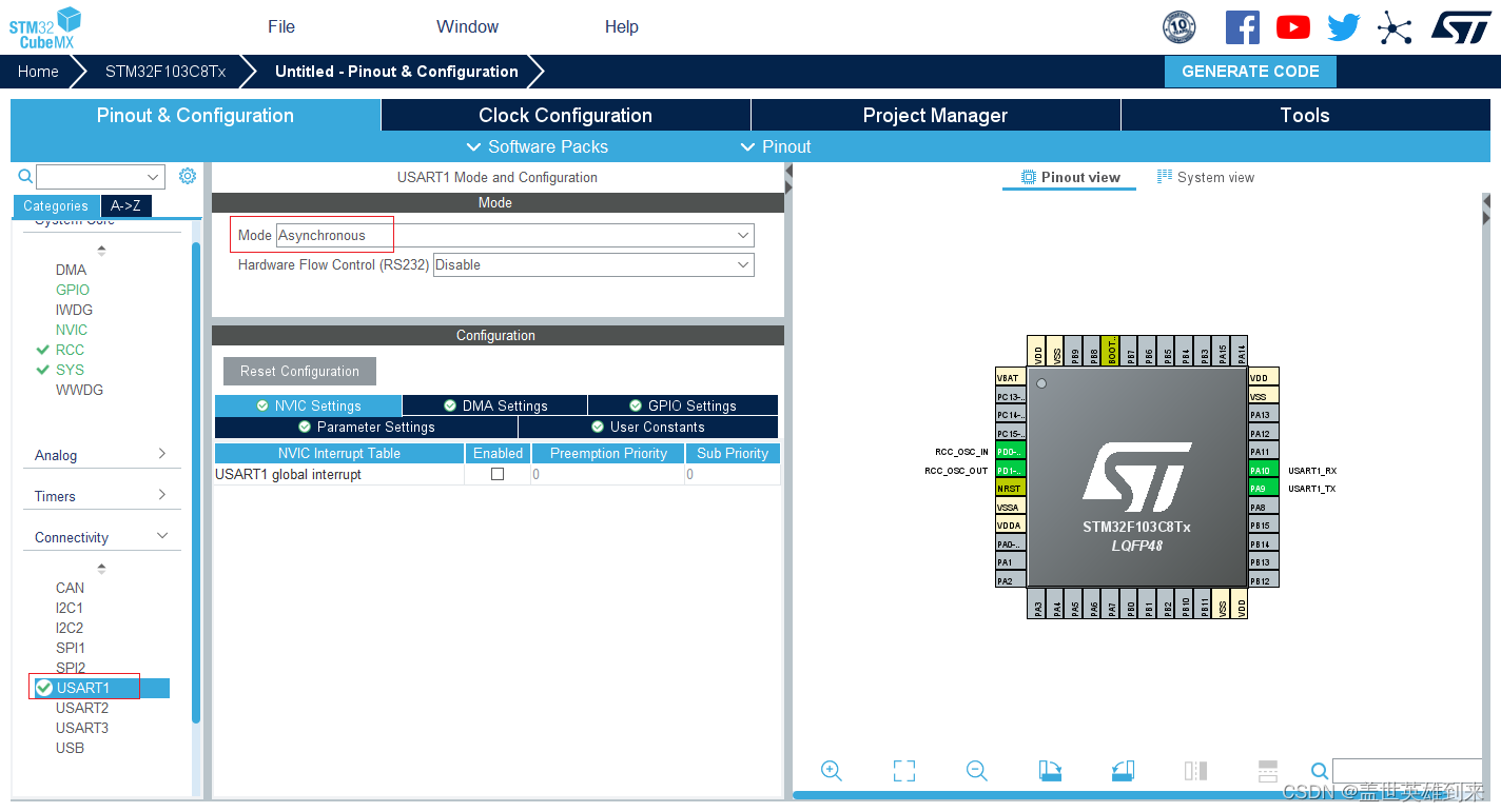 STM32_UART串口（STM32F103C8T6）_stm32f103c8t6 uart-CSDN博客