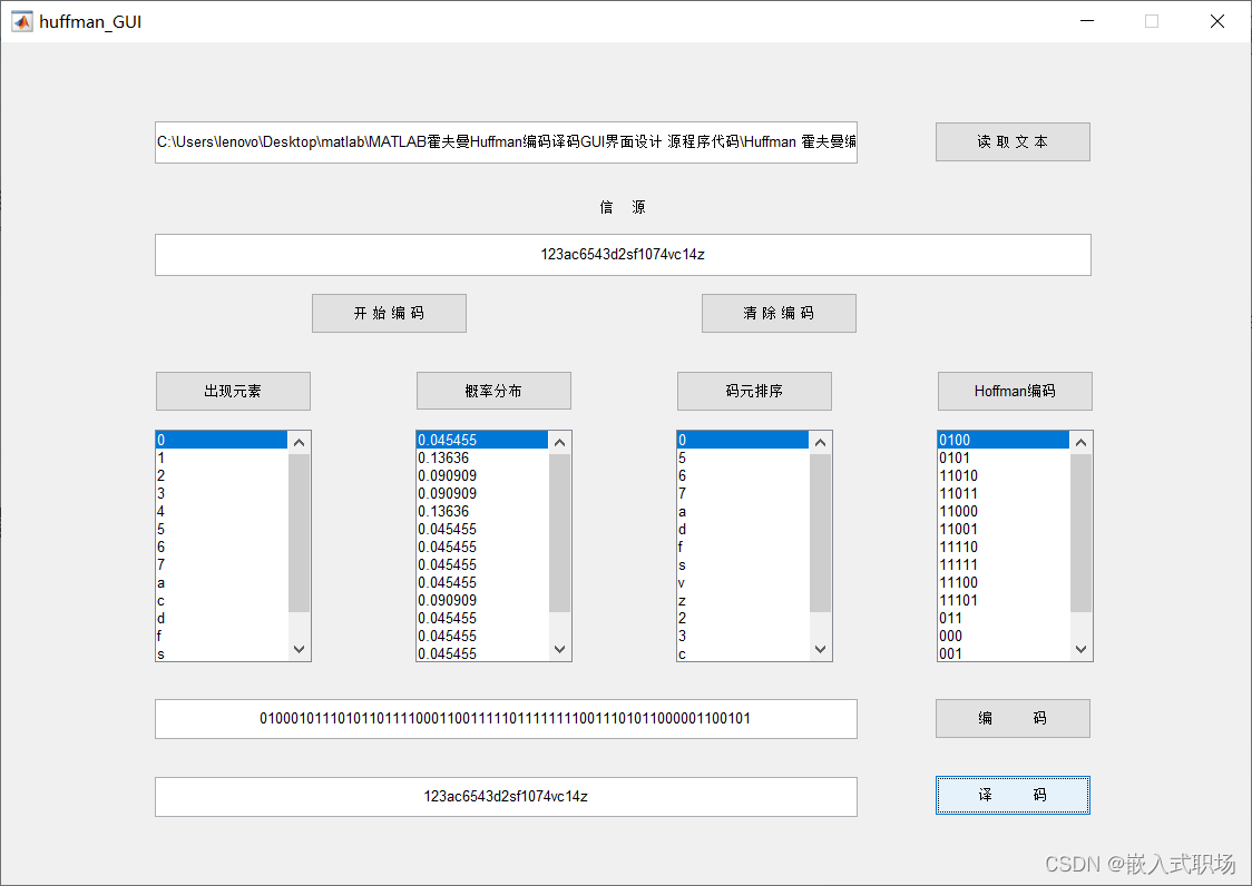 【matlab高级】matlab霍夫曼huffman编码译码gui界面设计 Matlab实现霍夫曼译码 Csdn博客