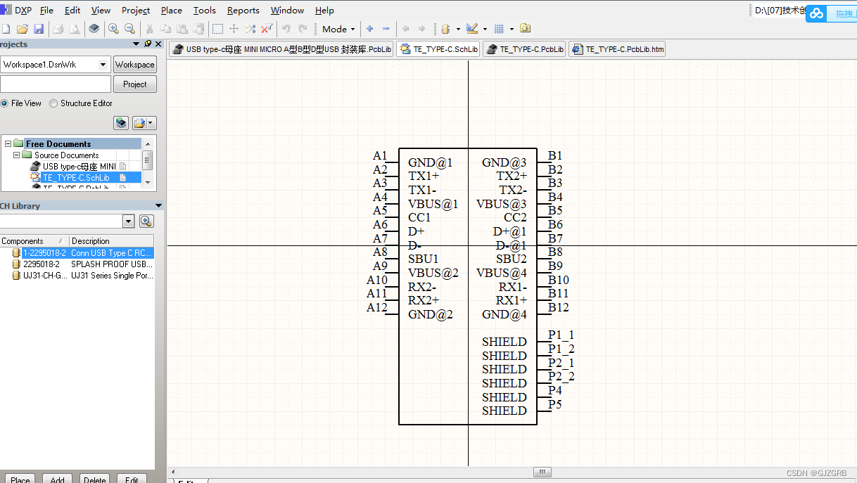MINI MICRO A型B型D型USB type-c母座 USB 封装库Altium库 AD元件库（ PCB封装库）-CSDN博客