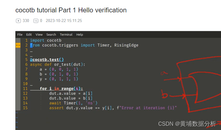 【cocotb】cocotb tutorial Part 1 Hello verification_cocotb的文章-CSDN博客