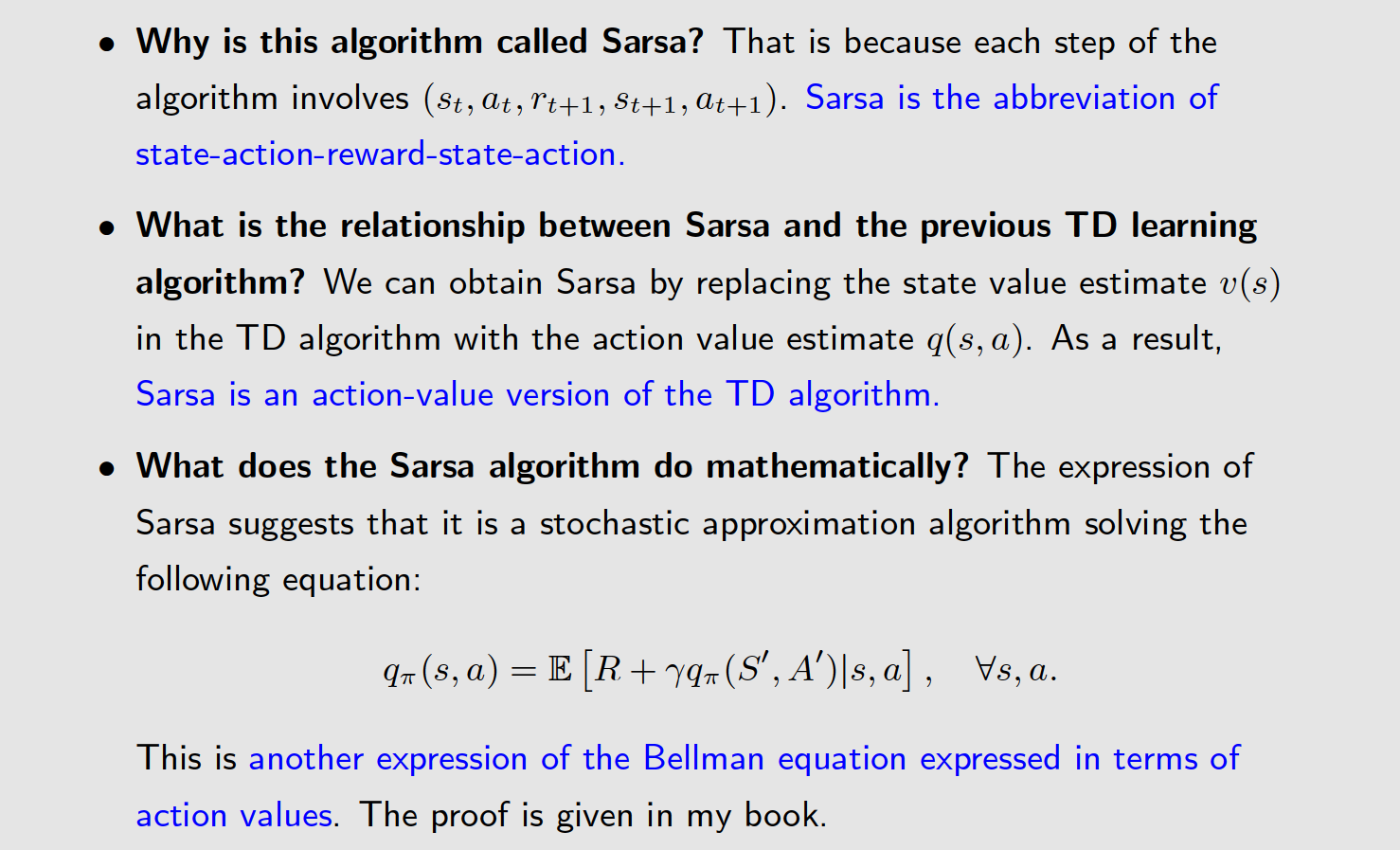 强化学习-赵世钰（七）：TD-＞Sarsa-＞n-step Sarsa（on-line）【Sarsa&MC】【求贝尔曼公式】-＞Q ...