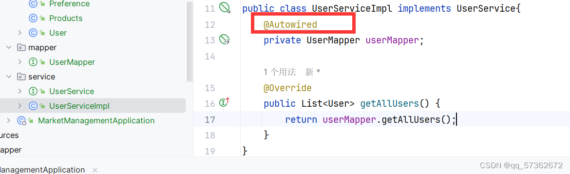 Cannot invoke “com.example.marketmanagement.mapper.UserMapper.xxx“ because “this.xxxMappe“ is ...