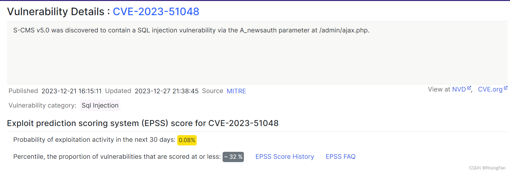 【春秋云镜】CVE-2023-51048 SCMS v5.0 SQL注入漏洞-CSDN博客