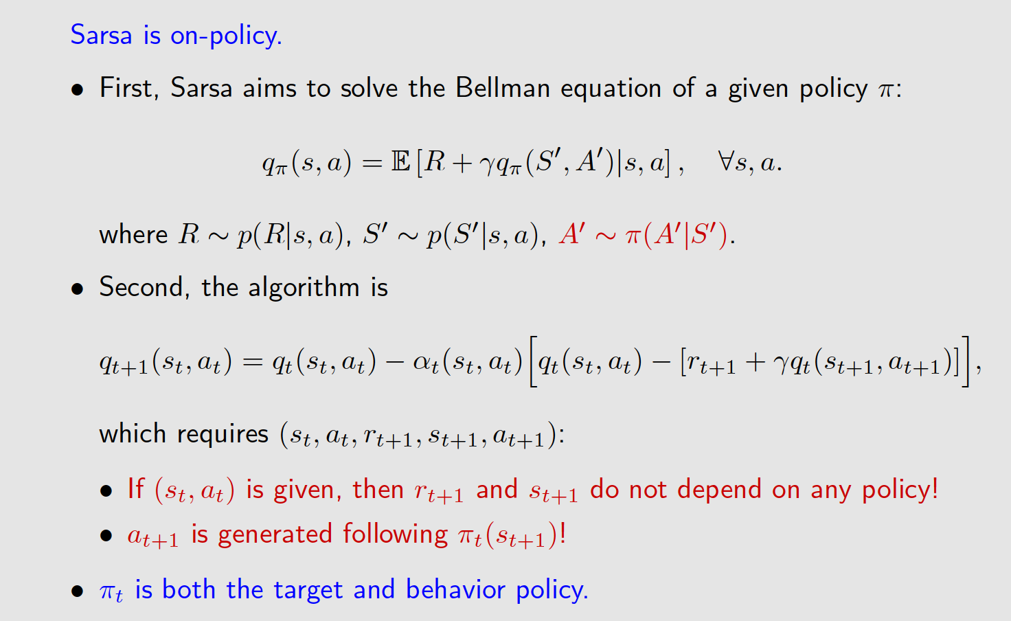 强化学习-赵世钰（七）：TD-＞Sarsa-＞n-step Sarsa（on-line）【Sarsa&MC】【求贝尔曼公式】-＞Q ...