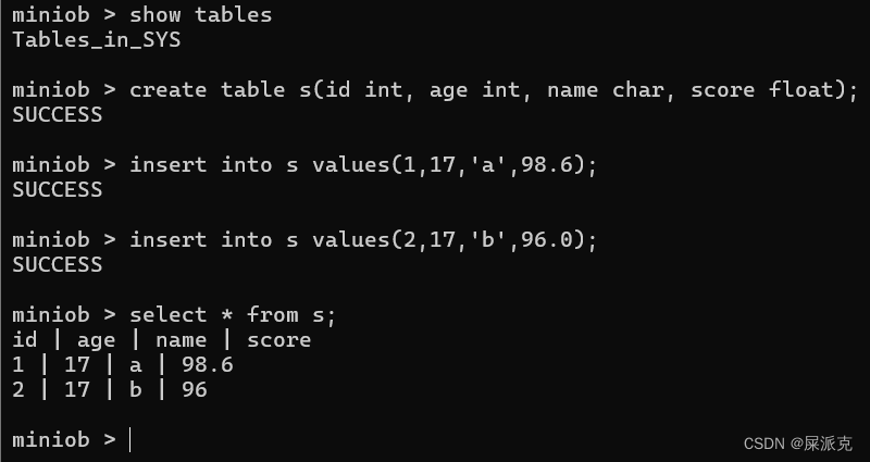 MiniOB上尝试基本功能_miniob运行结果-CSDN博客