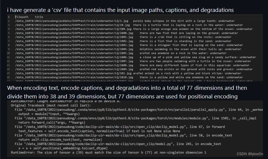 【DA-CLIP】The size of tensor a (39) must match the size of tensor b (77 ...