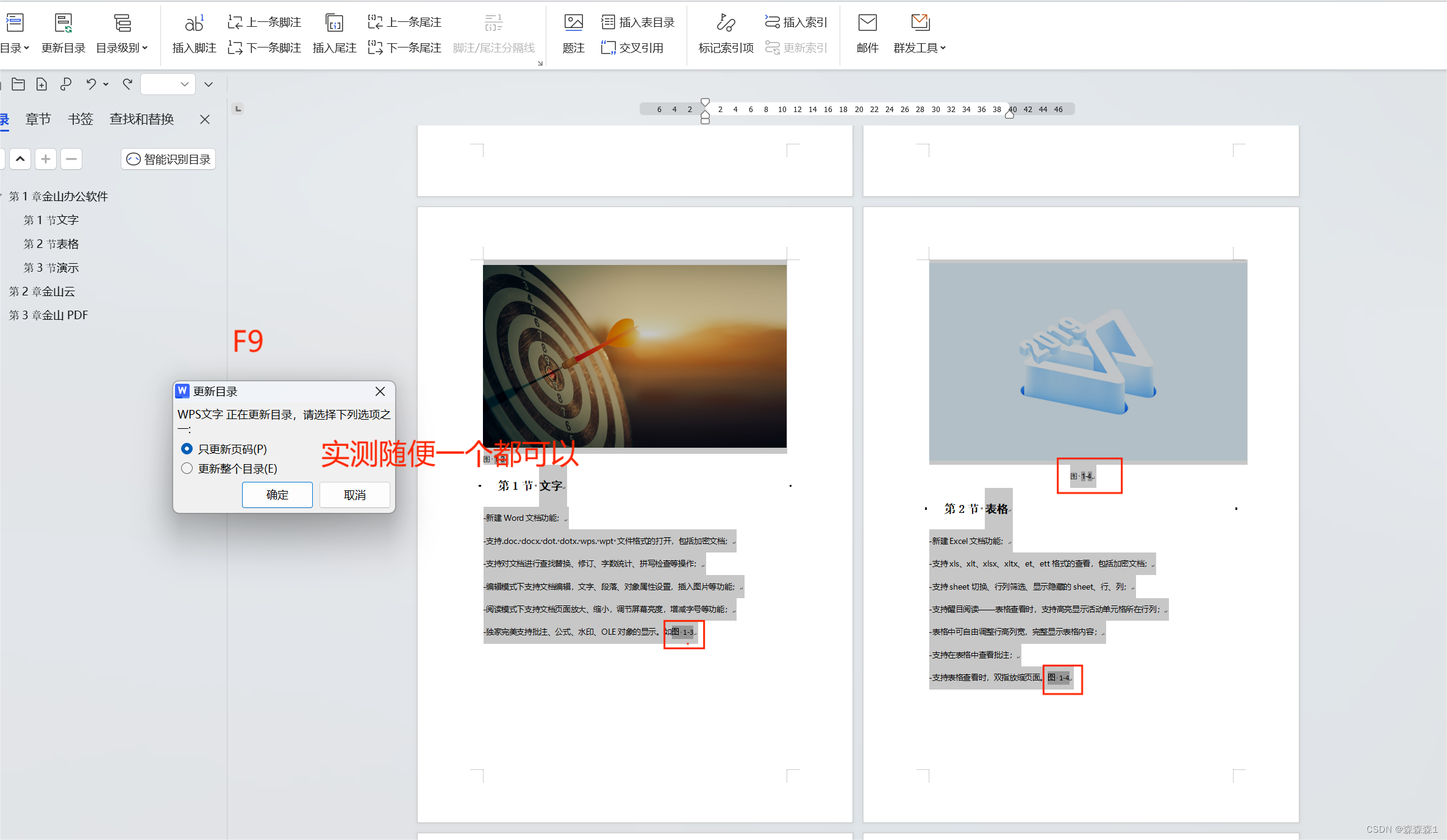 WPS更新目录小技巧（使用F9）_f9更新目录-CSDN博客