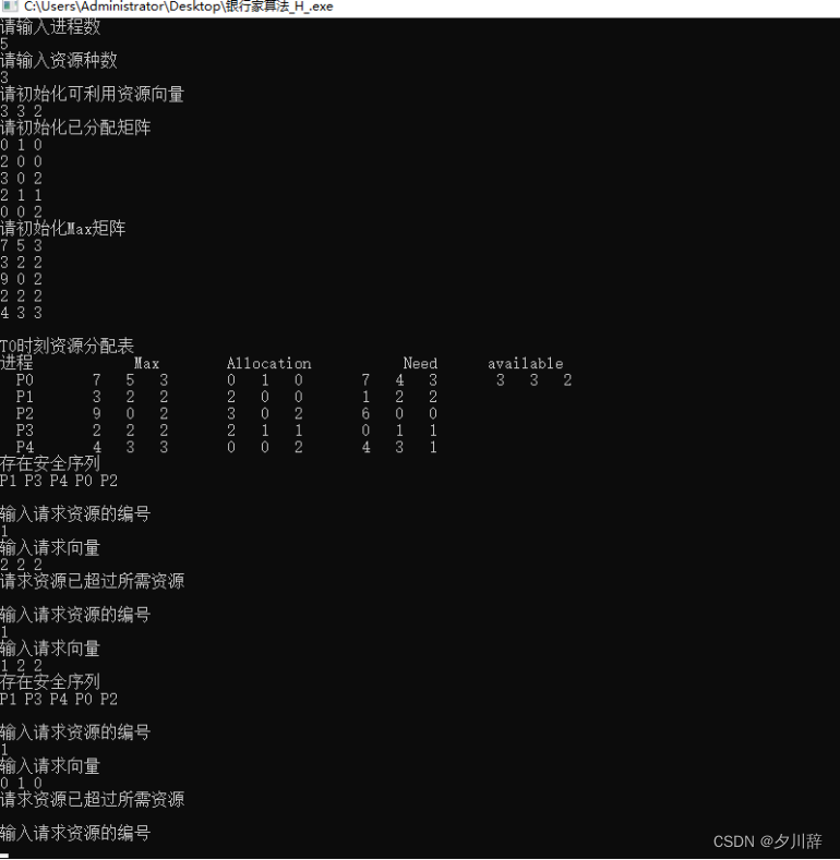 《操作系统》实验报告 银行家算法银行家算法是避免死锁的一种重要方法本实验要求用高级语言编写和调试一个简单的 Csdn博客