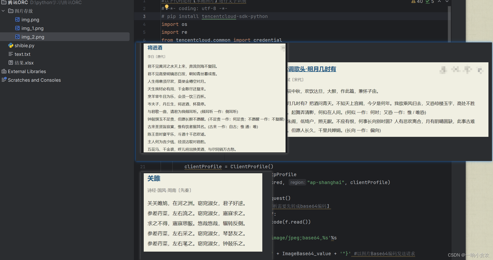 Python调用腾讯云OCR实现文字识别+写入Excel（附代码）_ocr2excel-CSDN博客
