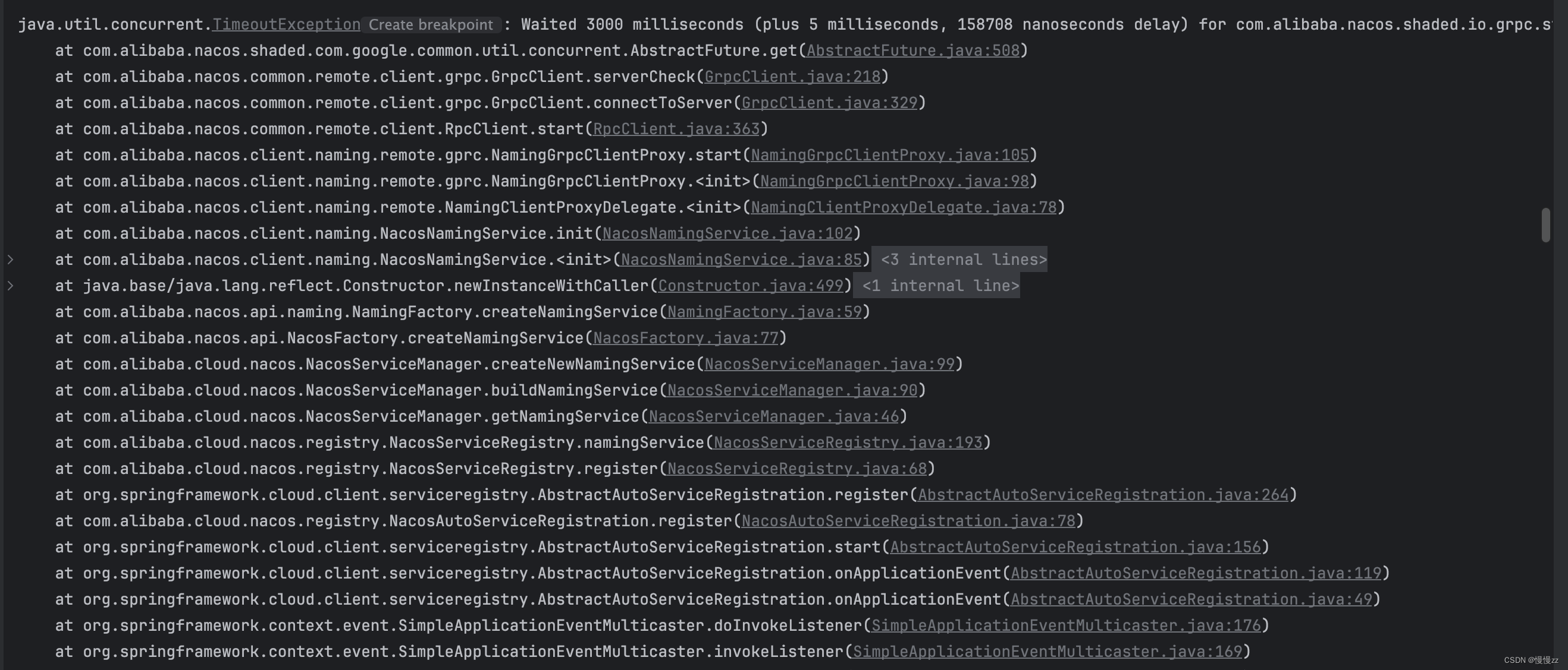 SpringCloudAlibaba 服务启动Waited 3000 milliseconds (plus 5 milliseconds ...